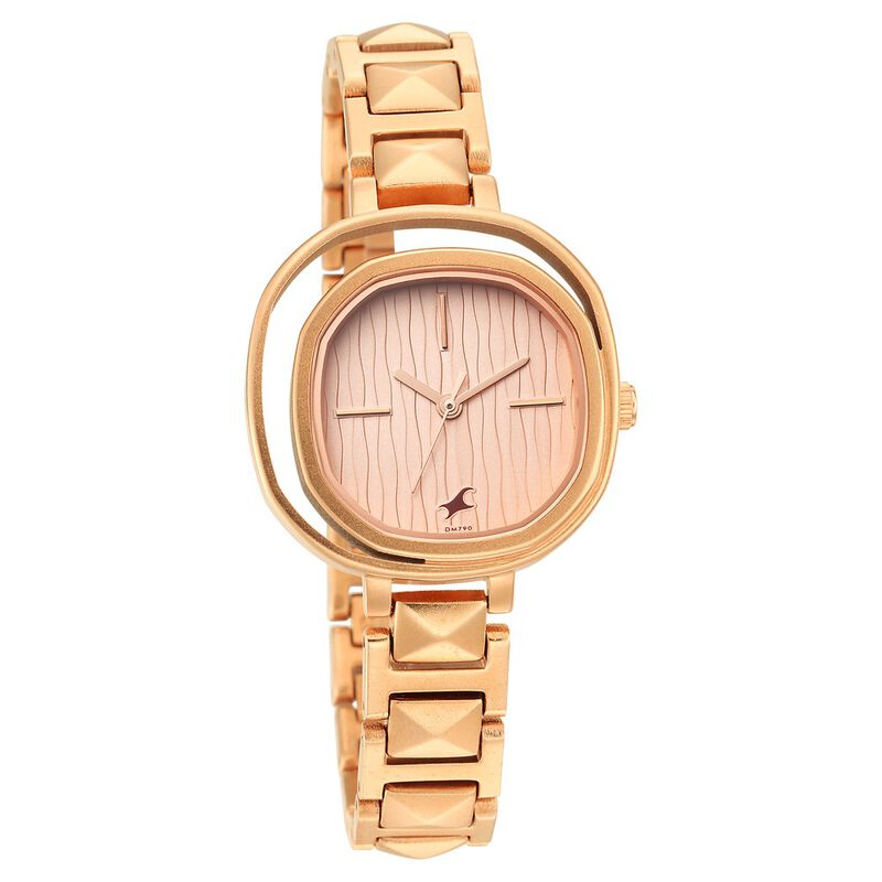 Fastrack Opulence Quartz Analog Rose Gold Dial Metal Strap Watch for Girls