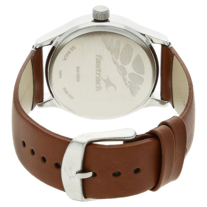 Fastrack Bare Basics Quartz Analog Green Dial Leather Strap Watch for Guys