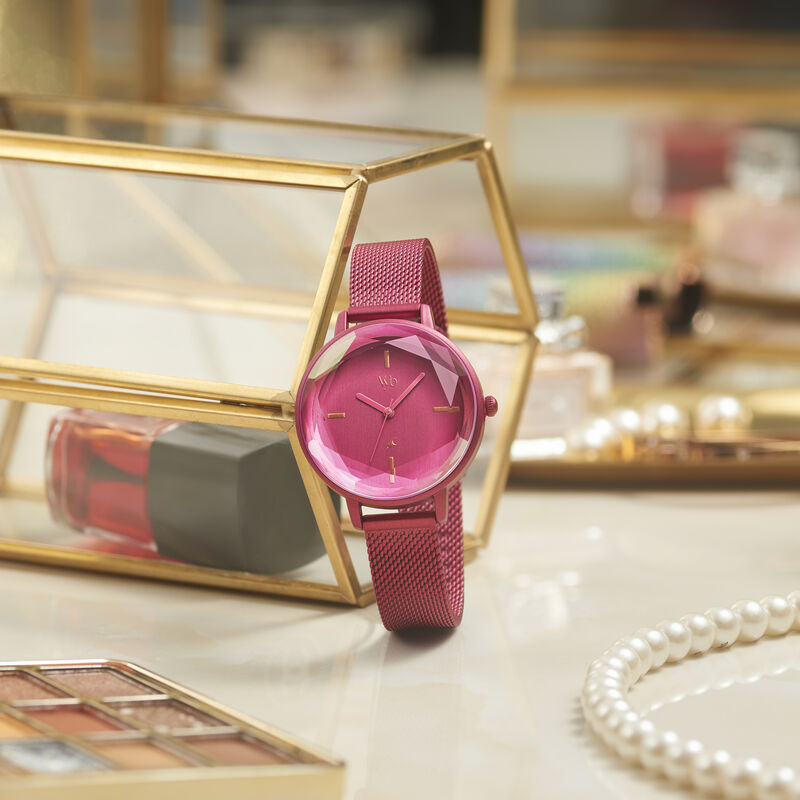 Fastrack Vyb Aurora Quartz Analog Pink Dial Stainless Steel Strap Watch ...