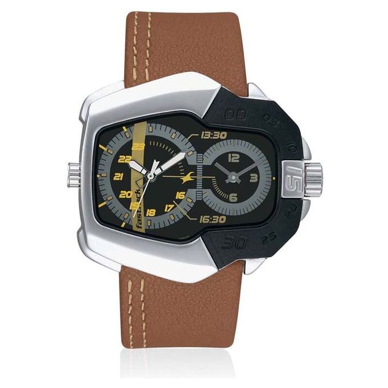 Buy Online Fastrack Quartz Analog Black Dial Leather Strap Watch for ...