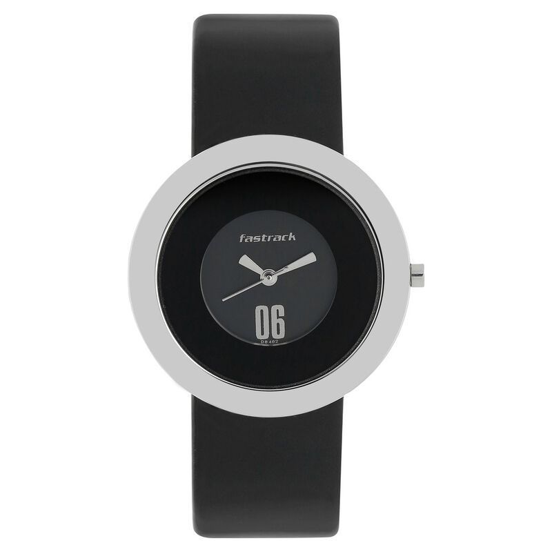 Buy Online Fastrack Quartz Analog Black Dial Leather Strap Watch for ...