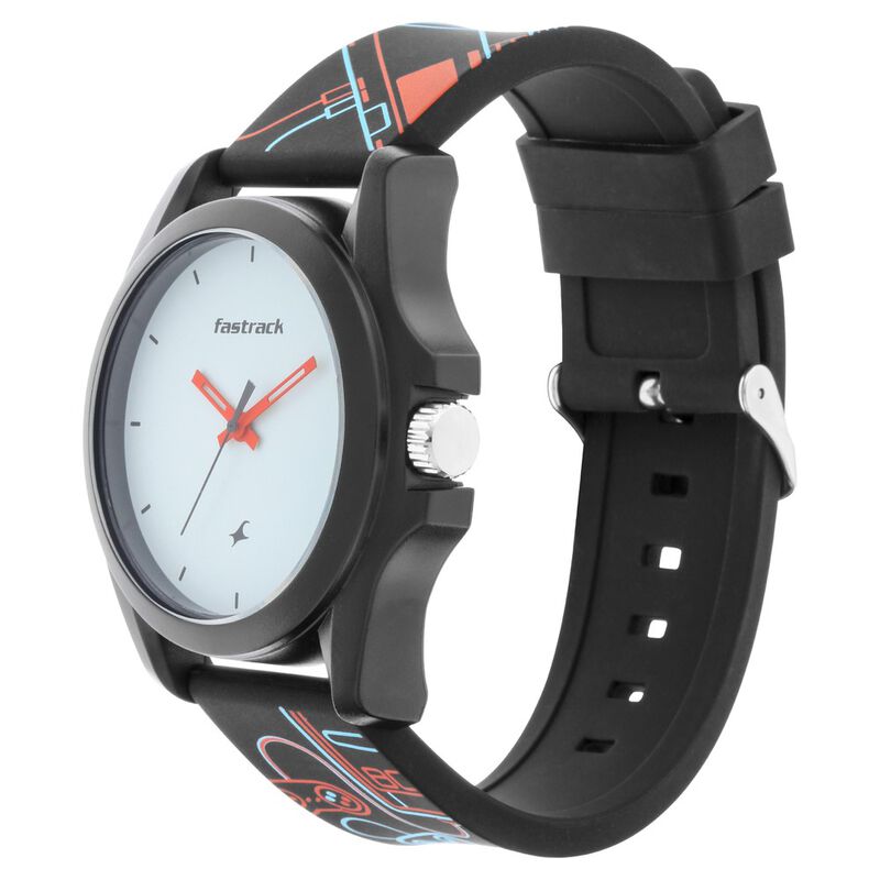 Fastrack Arcade Quartz Analog White Dial Silicone Strap Unisex Watch