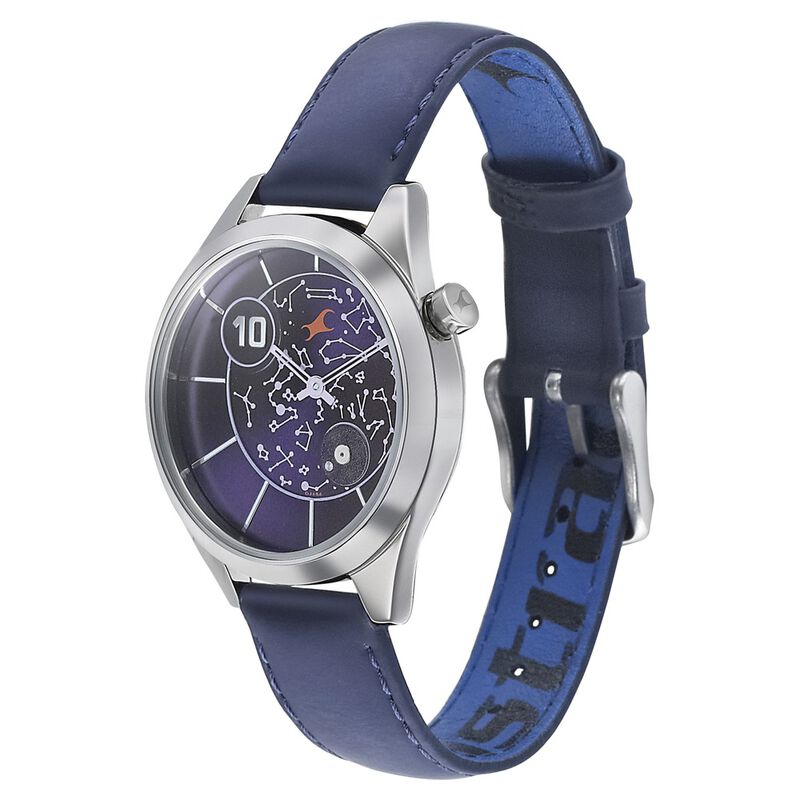Fastrack Space Rover Quartz Analog Purple Dial Leather Strap Watch for ...