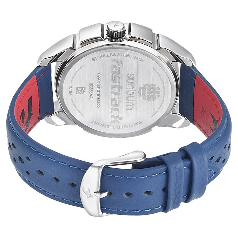 Fastrack Sunburn Quartz Analog Black Dial Leather Strap Watch for Guys