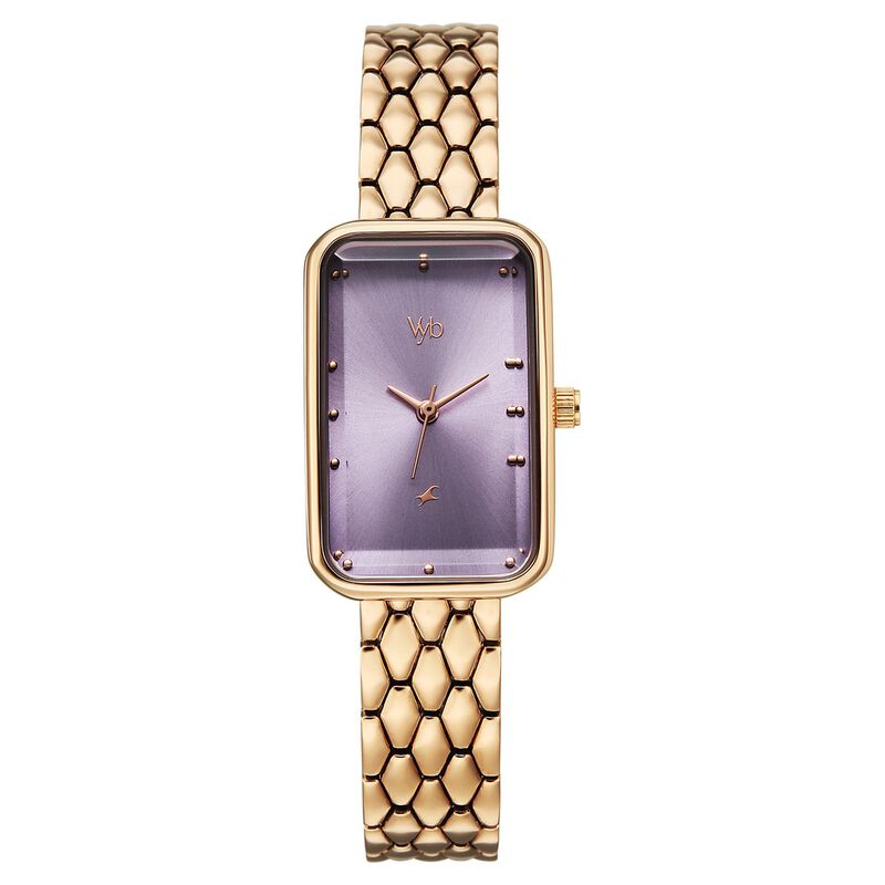 Buy Online Vyb Aurora By Fastrack Quartz Analog Purple Dial Rose Gold ...