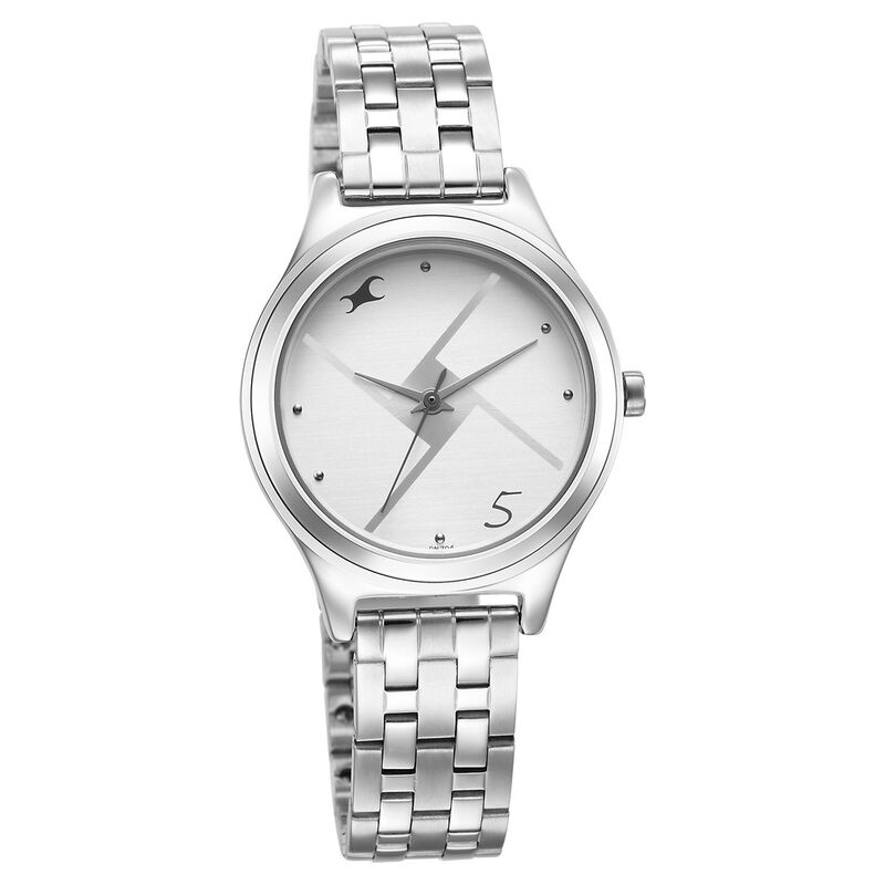 Fastrack Stunners Silver Dial Metal Strap Watch for Girls
