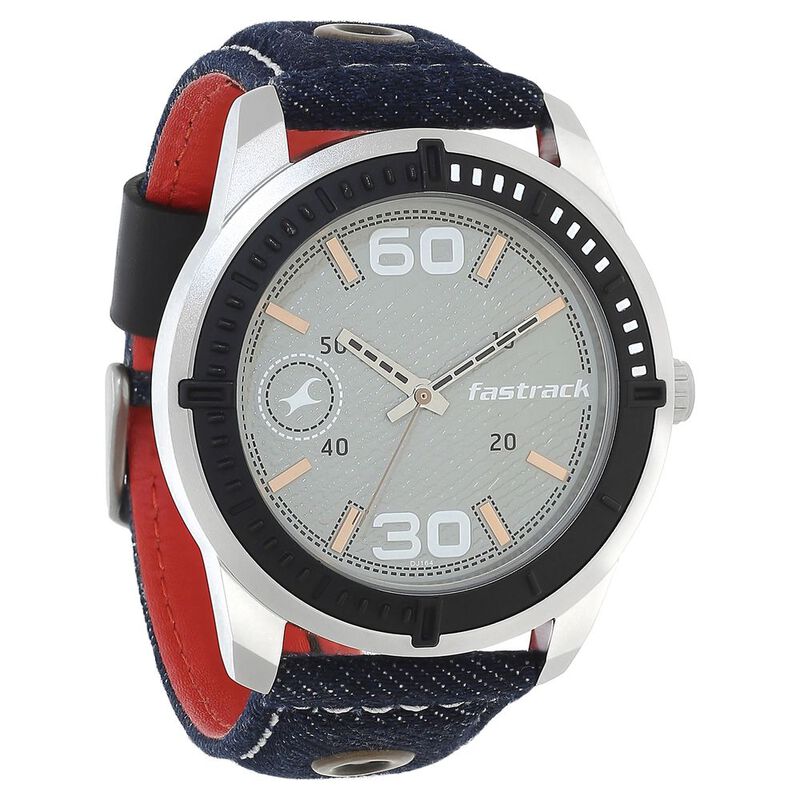 Fastrack Denim Quartz Analog Grey Dial Denim Strap Watch for Guys