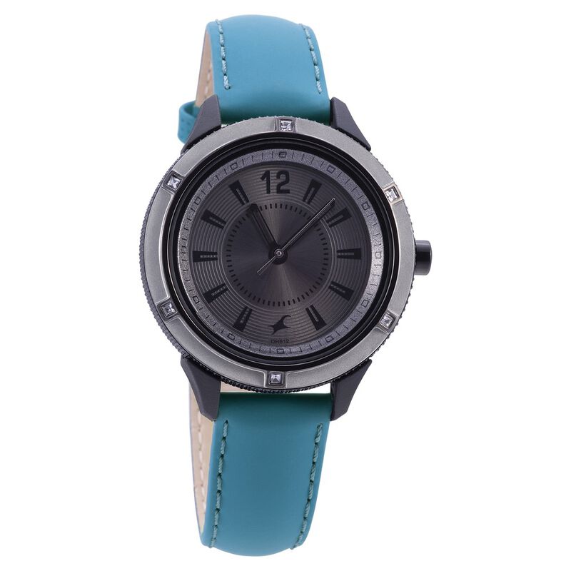 Buy Online Fastrack Modular Quartz Analog Anthracite Dial Leather Strap ...
