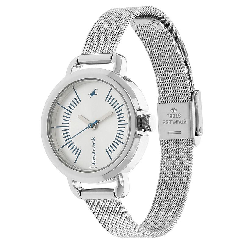 Fastrack Quartz Analog Silver Dial Metal Strap Watch for Girls