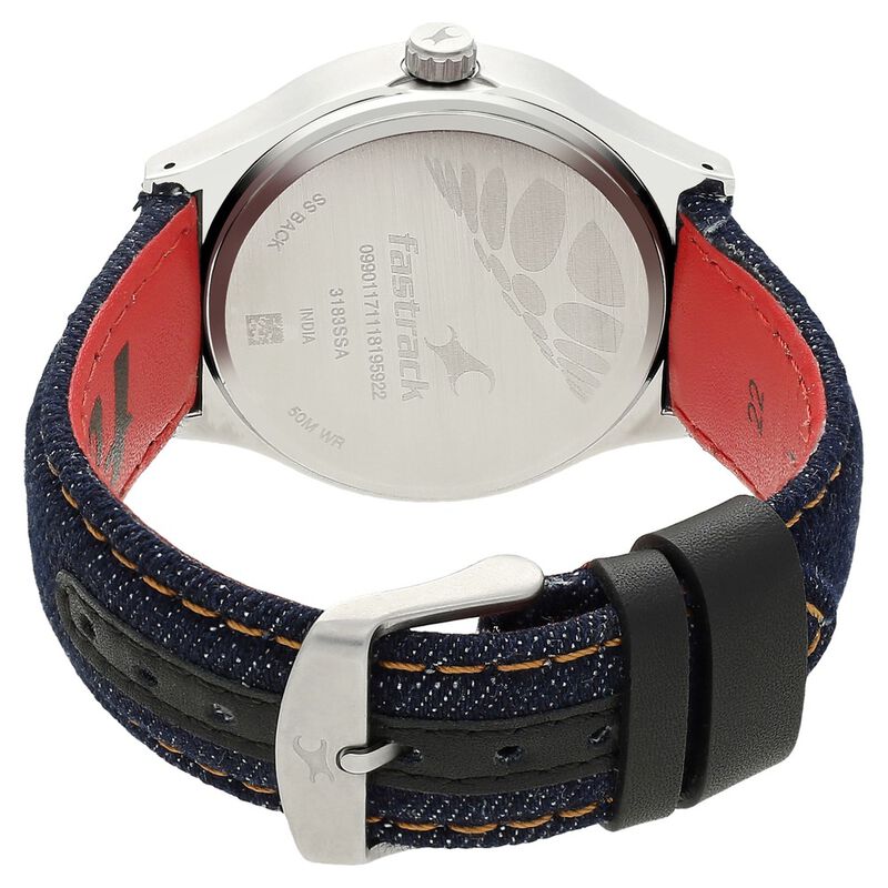Fastrack Denim Quartz Analog Black Dial Denim Strap Watch for Guys