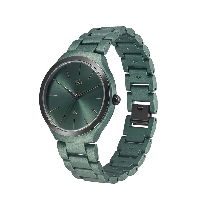 Fastrack Vyb Slayer Quartz Analog Green Dial Metal Strap Watch for Girls
