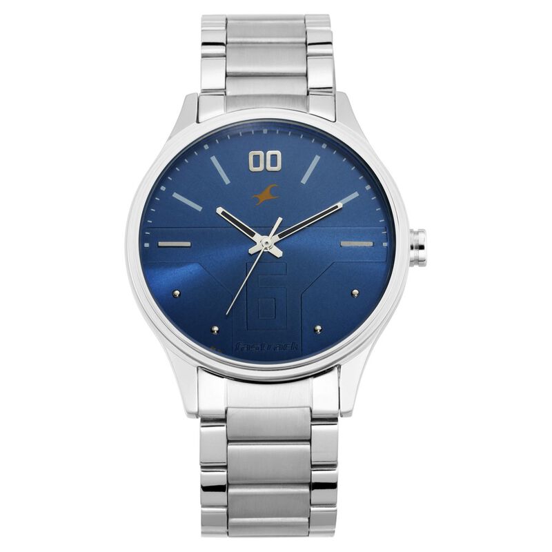 Fastrack Bare Basics Quartz Analog Blue Dial Stainless Steel Strap ...