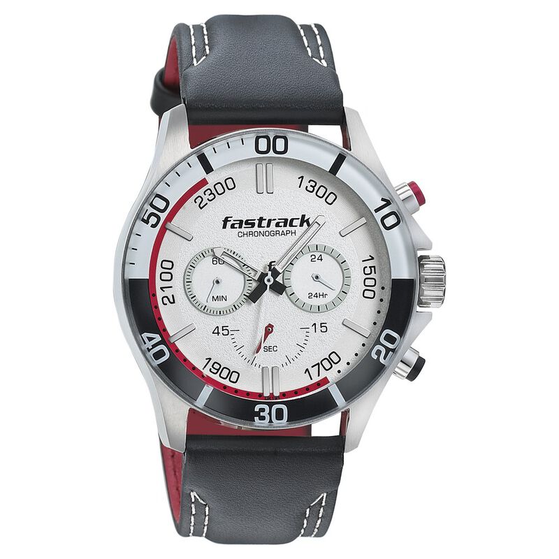 Buy Online Fastrack Hitlist Quartz Chronograph White Dial Leather Strap ...