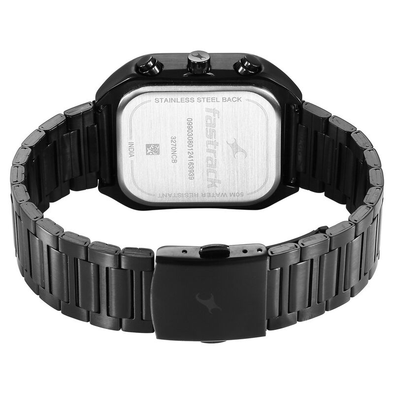 Fastrack Fleek Quartz Multifunction Black Dial Stainless Steel Strap Watch For Guys