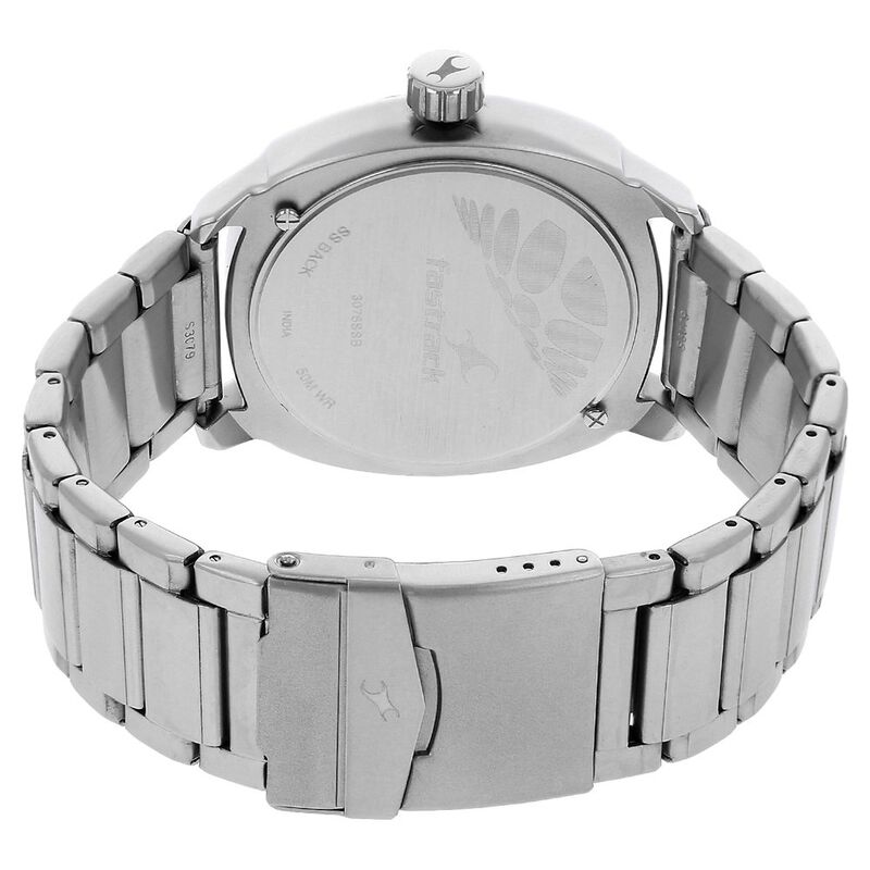 Fastrack Quartz Analog Silver Dial Stainless Steel Strap Watch for Guys