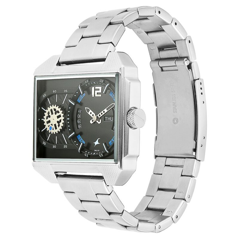 Fastrack Fastfit Quartz Analog with Day and Date Black Dial Stainless ...