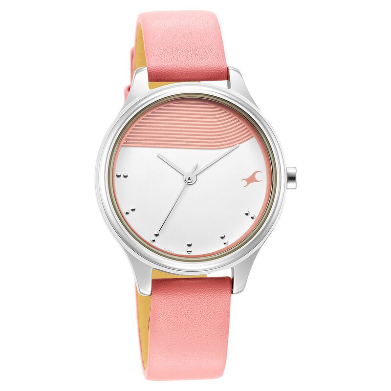 Buy Online Fastrack Stunners Quartz Analog Pink Dial Leather Strap ...