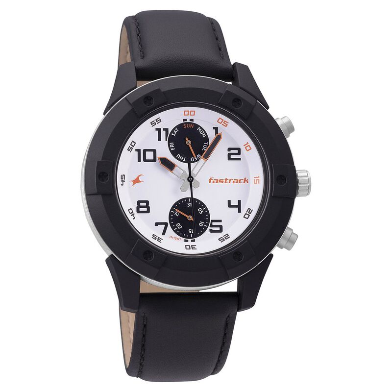 Buy Online Fastrack Modular Quartz Analog White Dial Leather Strap ...