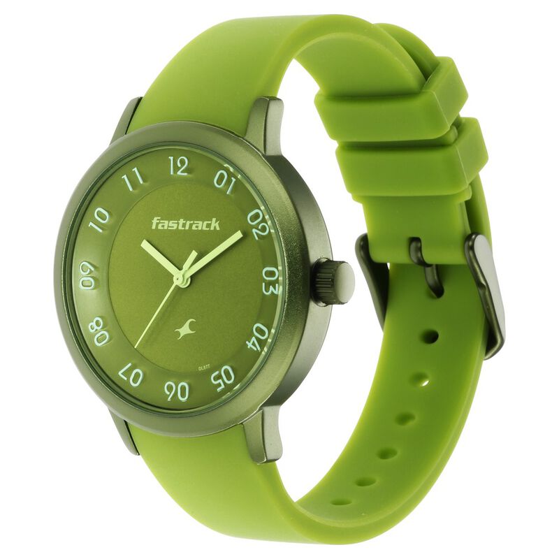 Pop Colours Green Dial Silicone Strap Watch for Girls