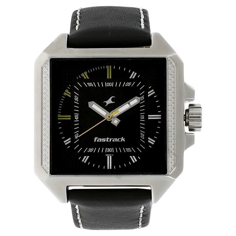 Buy Online Fastrack Quartz Analog Black Dial Leather Strap Watch for ...