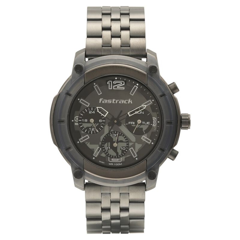 Fastrack Gamify Quartz Analog Black Dial Metal Strap Watch for Guys