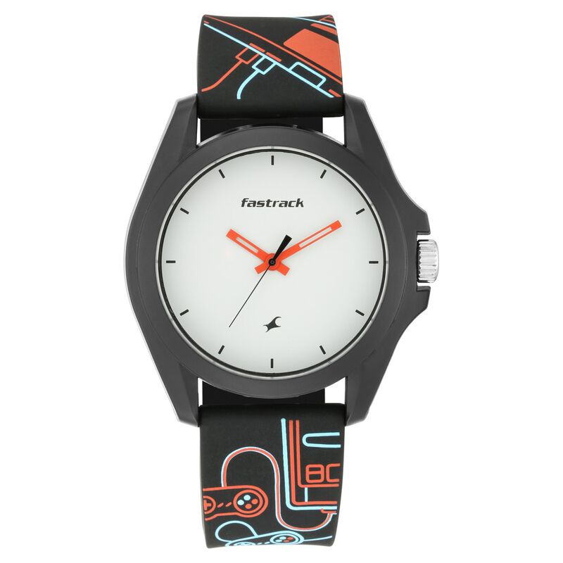 Fastrack Arcade Quartz Analog White Dial Silicone Strap Unisex Watch