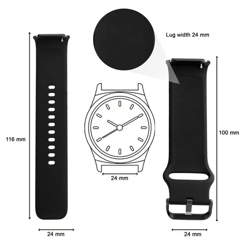 Fastrack 24 mm Black Silicone Strap for Guys
