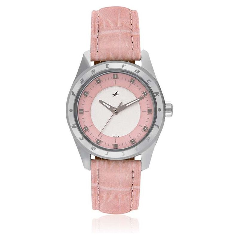 Buy Online Fastrack Quartz Analog Silver Dial Leather Strap Watch for ...