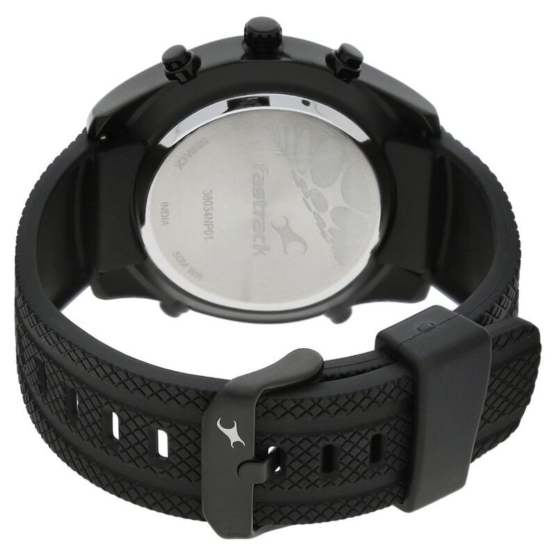 Fastrack Quartz Analog Digital Black Dial Silicone Strap Watch for Guys