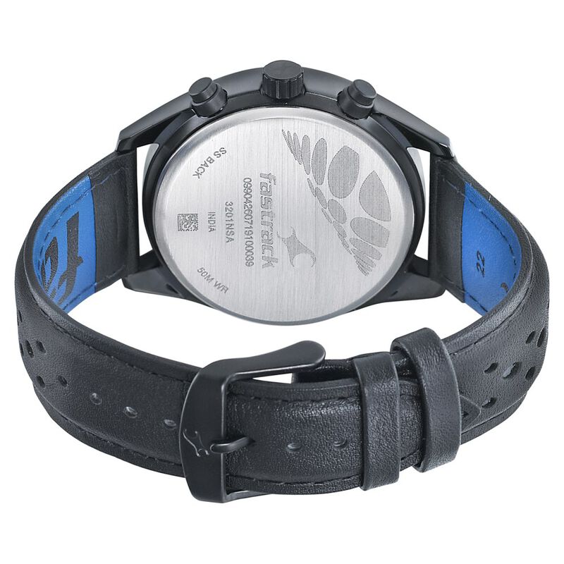 Fastrack Space Rover Quartz Multifunction Blue Dial Leather Strap Watch ...