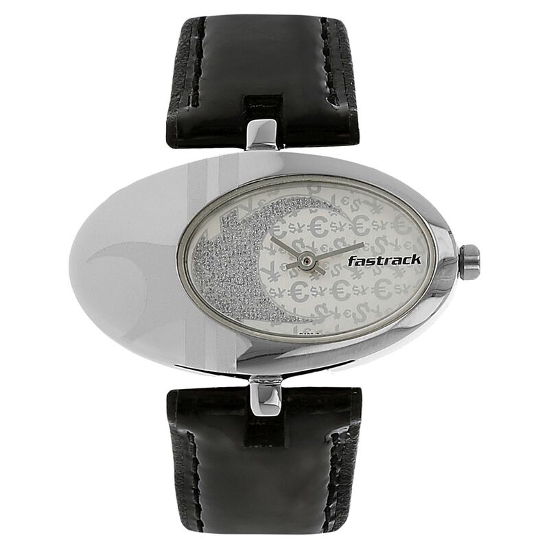 Buy Online Fastrack Quartz Analog Silver Dial Leather Strap Watch for ...