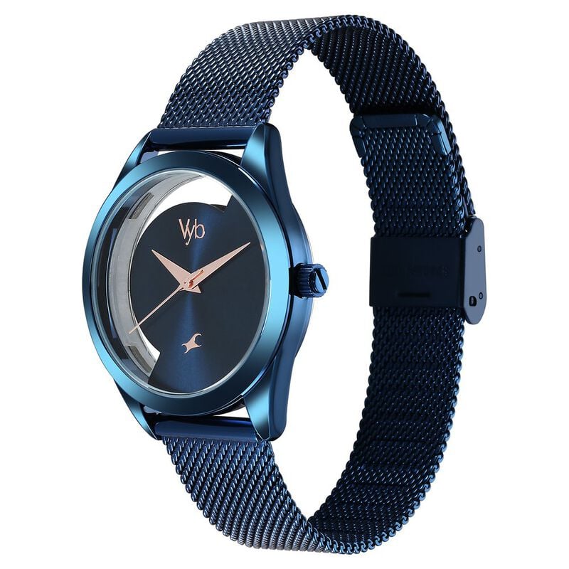 Fastrack Vyb Runway Quartz Analog Blue Dial Stainless Steel Strap Watch ...