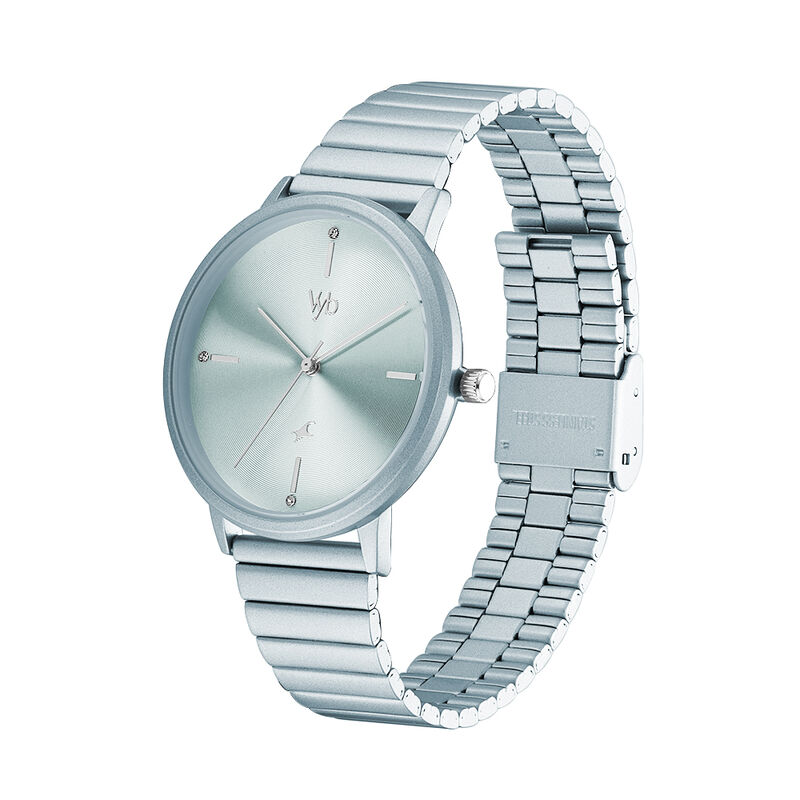 Fastrack Vyb Bliss Quartz Analog Blue Dial Stainless Steel Strap Watch ...