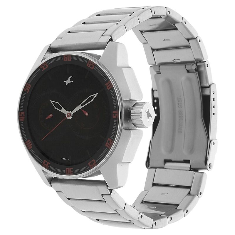 Fastrack Black Magic Quartz Analog Black Dial Stainless Steel Strap ...