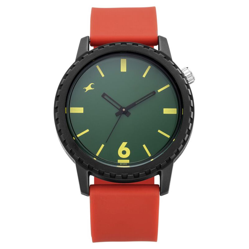 Fastrack Quartz Analog Green Dial Silicone Strap Watch for Unisex