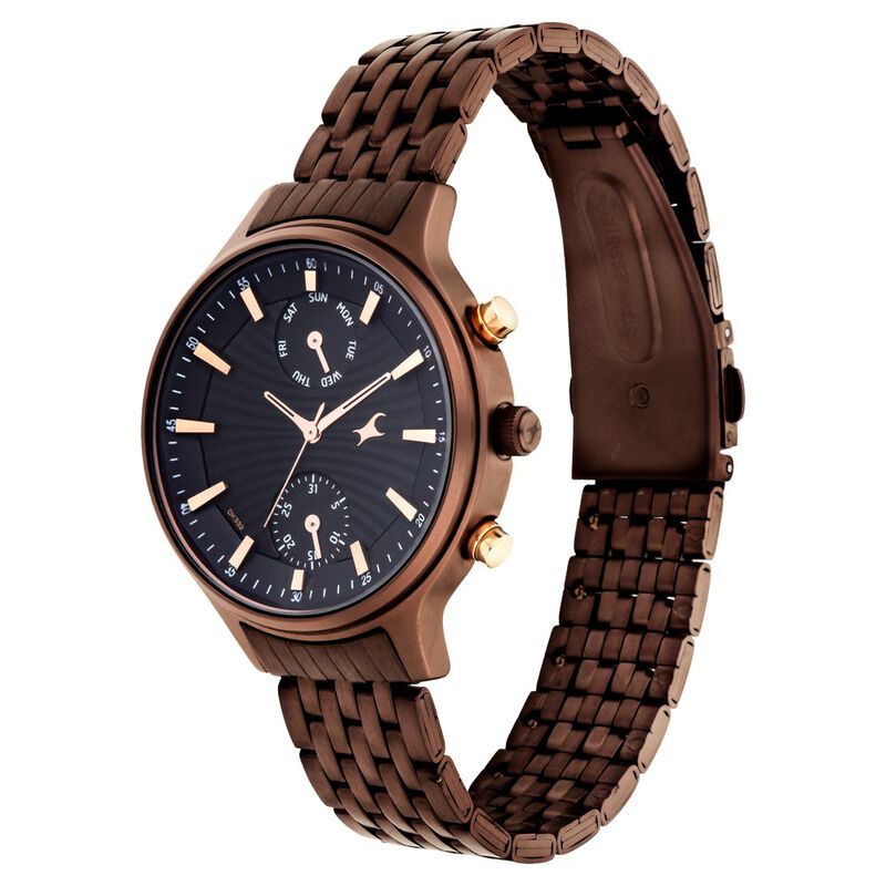 Fastrack Ruffles Quartz Multifunction Black Dial Stainless Steel Strap ...