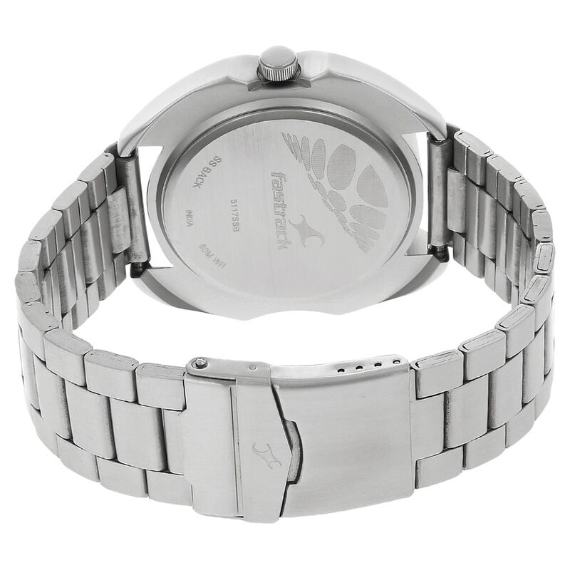Fastrack Quartz Analog White Dial Stainless Steel Strap Watch for Guys