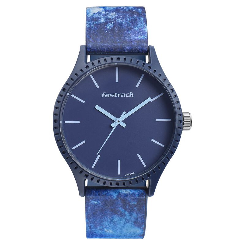 Fastrack Tie & Dye Quartz Analog Blue Dial Silicone Strap Watch for Guys