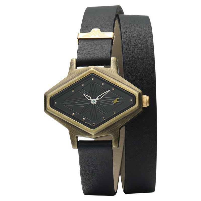 Fastrack Wonder Woman Quartz Analog Black Dial Leather Strap Watch for ...