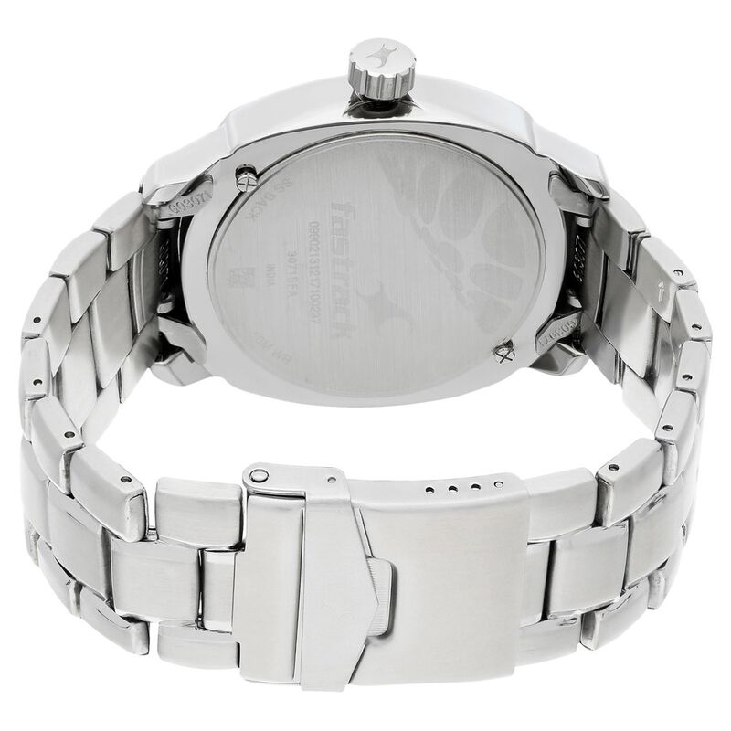 Fastrack Quartz Analog Black Dial Stainless Steel Strap Watch for Guys