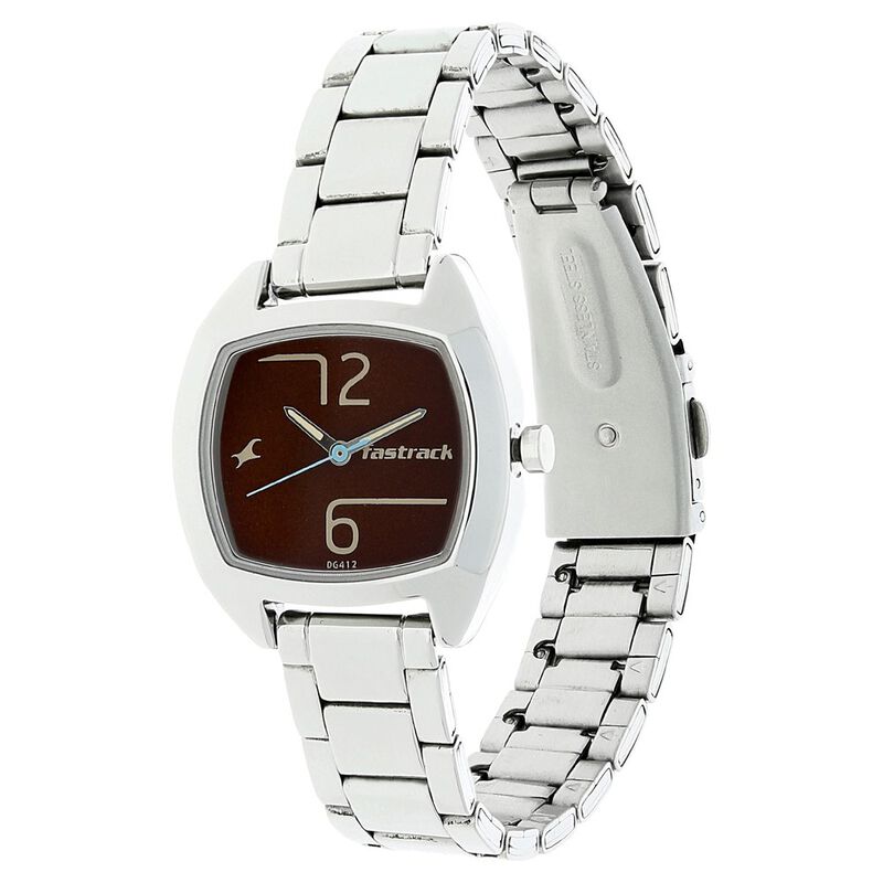 Fastrack Bare Basics Quartz Analog Brown Dial Stainless Steel Strap ...