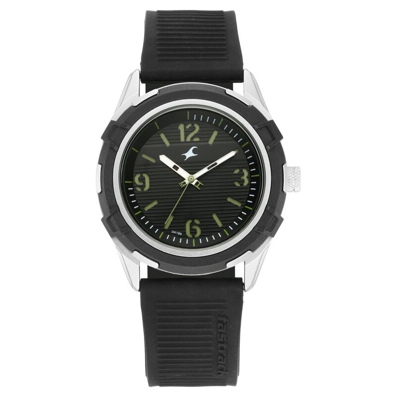 Fastrack Fastfit Quartz Analog Black Dial Silicone Strap Watch for Guys