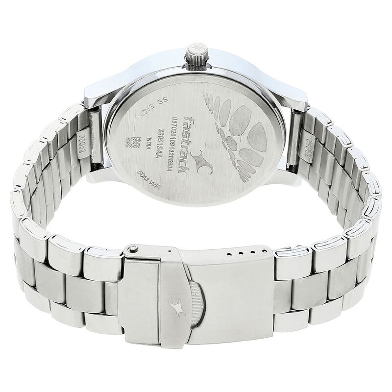 Fastrack Bold Quartz Analog Blue Dial Stainless Steel Strap Watch for Guys