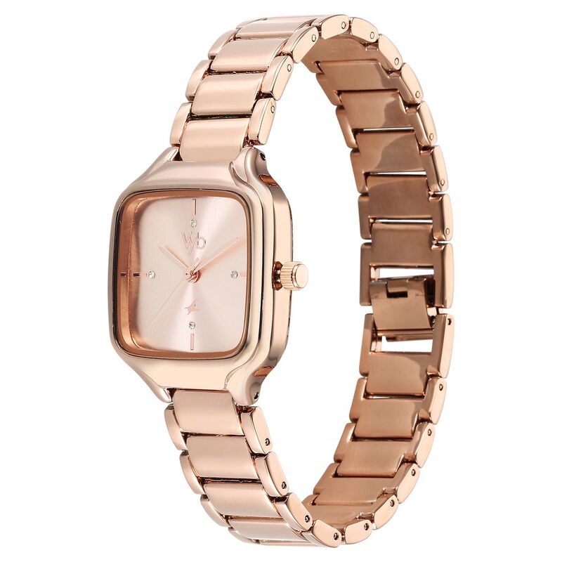 Fastrack Vyb Minimalist Quartz Analog Rose Gold Dial Metal Strap Watch ...