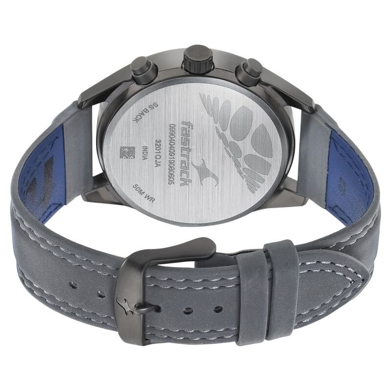 Fastrack Space Rover Quartz Multifunction Grey Dial Leather Strap Watch ...