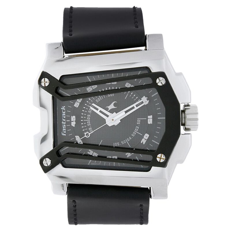 Buy Online Fastrack Quartz Analog Black Dial Leather Strap Watch for ...