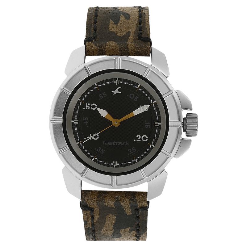 Buy Online Fastrack Quartz Analog Black Dial Leather Strap Watch for ...
