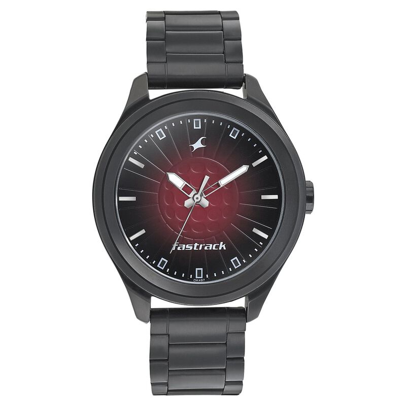 Fastrack Sunburn Quartz Analog Black Dial Stainless Steel Strap Watch ...