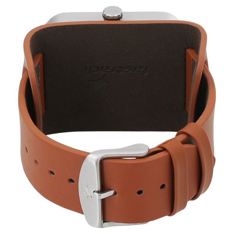 Fastrack Loopholes Quartz Analog Beige Dial Leather Strap Watch for Guys