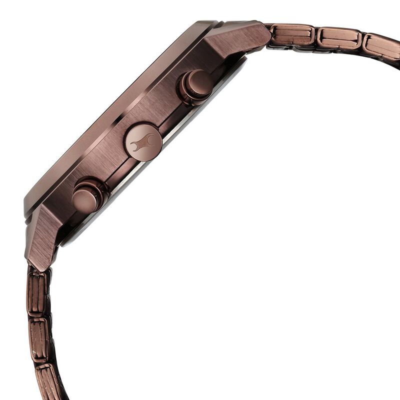 Fastrack Kronos Multifunction Brown Dial Stainless Steel Strap Watch ...